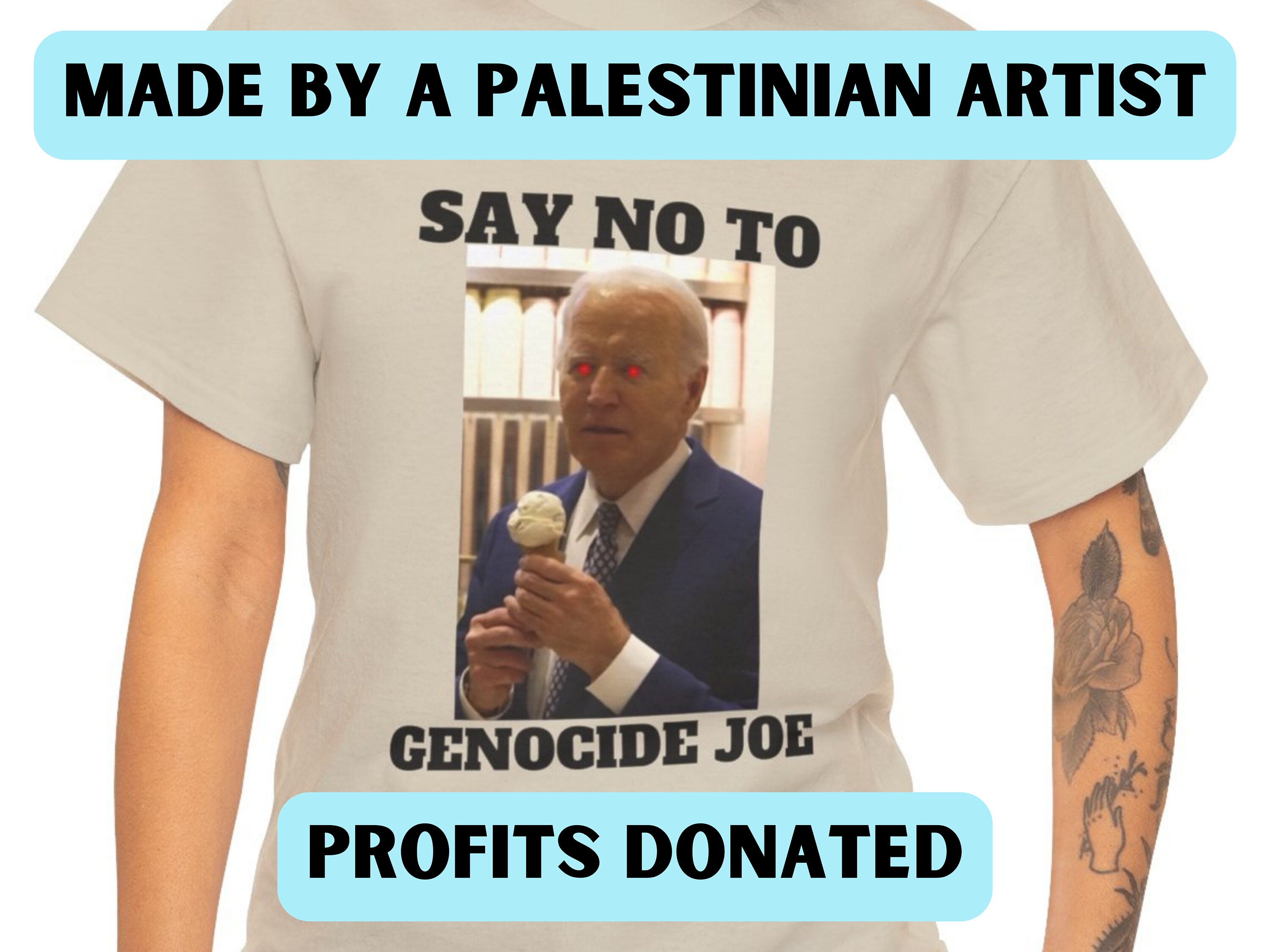 Genocide Joe Biden Eating Ice Cream T-shirt CEASEFIRE Now Palestinian ...