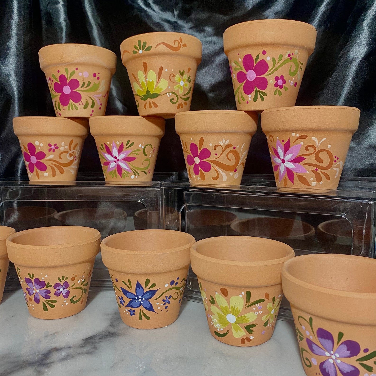 Hand Painted Flower Pot - Etsy UK