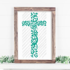 Cross Svg, Swirly Cross Svg, Christian Cross Svg, Easter Cross Svg, Cut ...