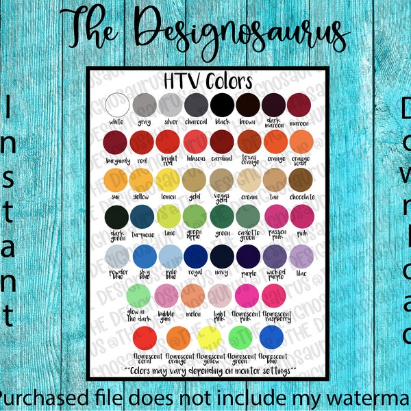 Htvront Color Chart - Etsy UK