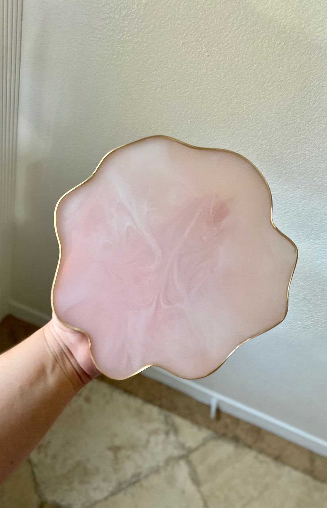 Vanity tray Rose quartz tray Resin rose quartz tray | Etsy