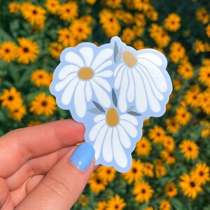 Matte Daisy on Periwinkle Vinyl Sticker Waterproof - Etsy