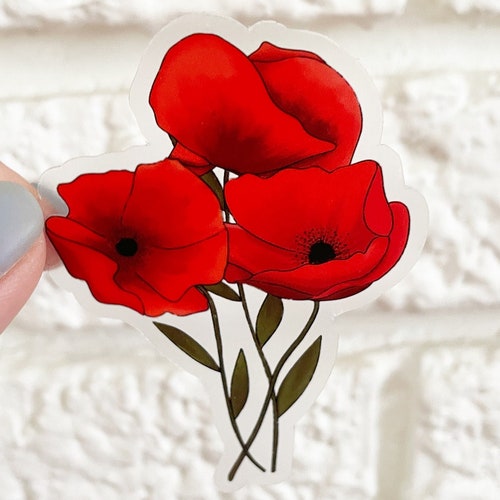 Clear Poppy Flowers Vinyl Sticker Waterproof Realistic | Etsy