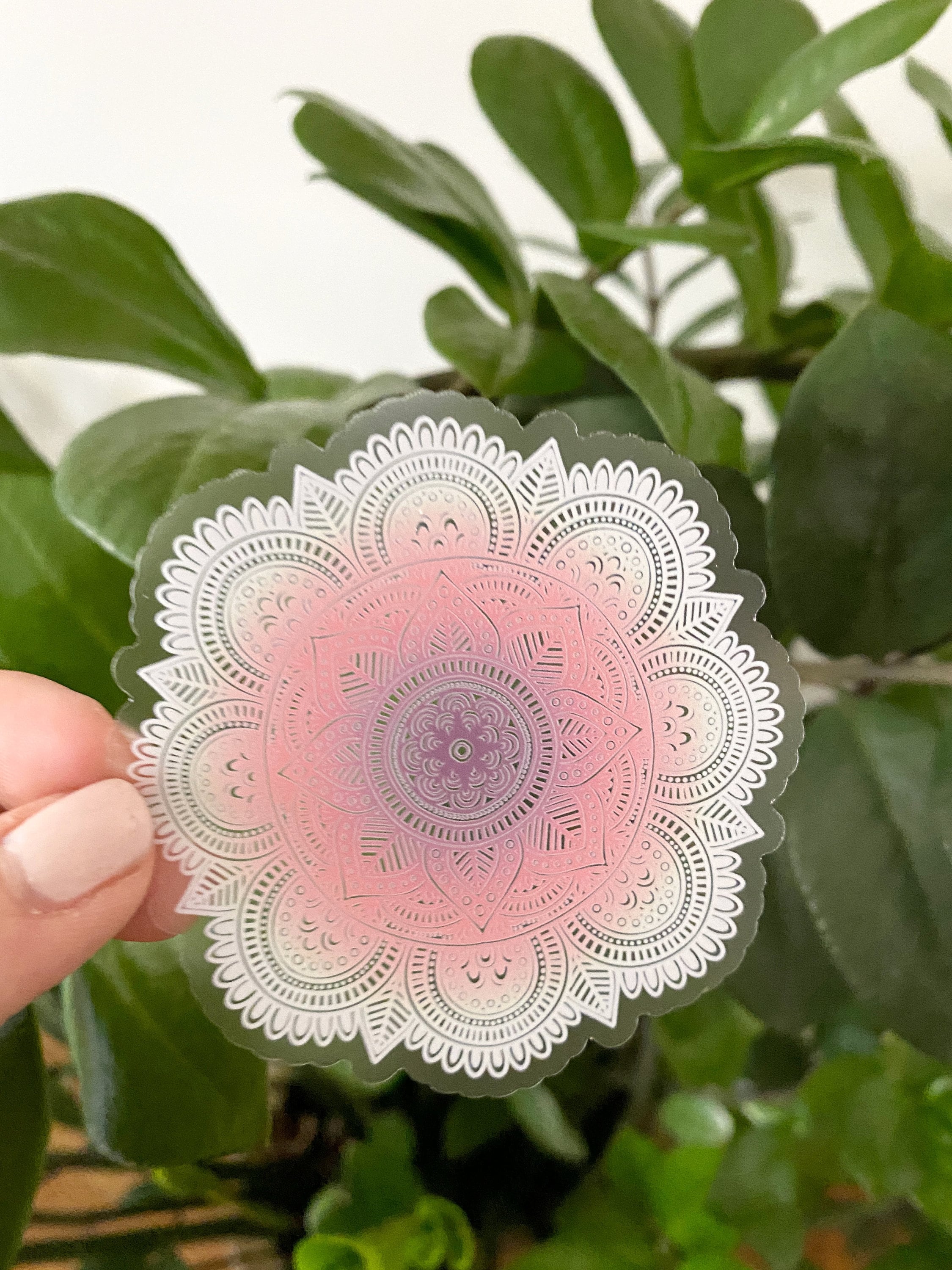 Ombre Pink Floral Mandala Clear Sticker - Etsy