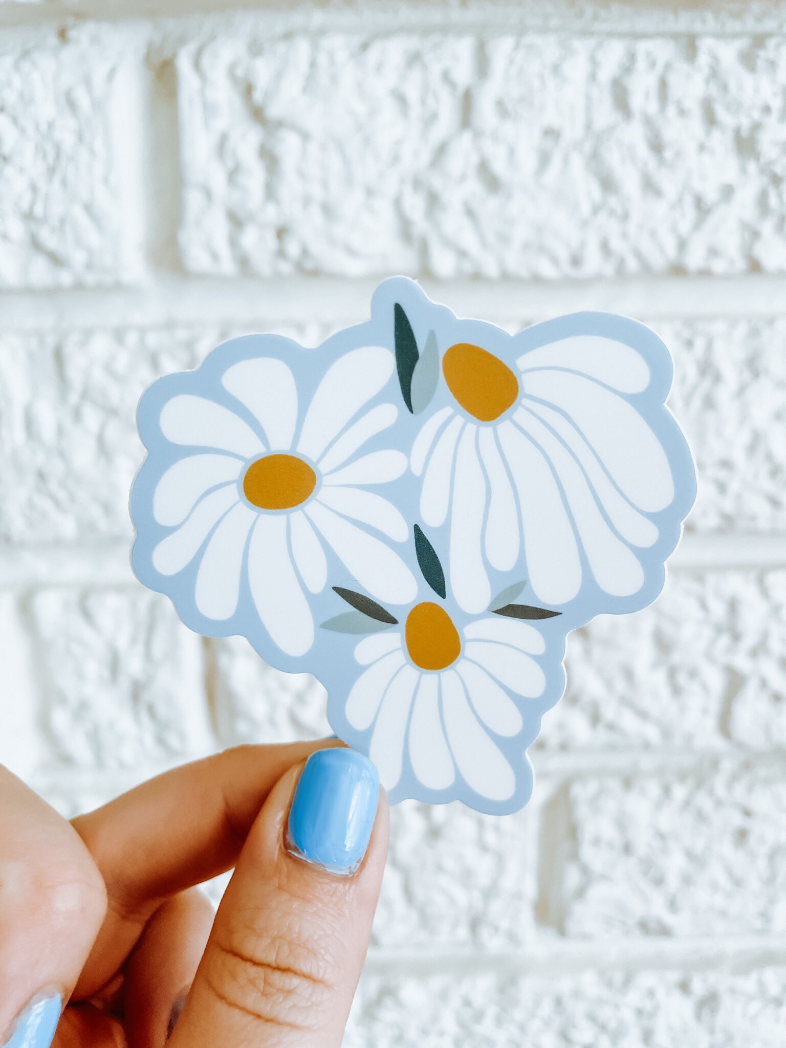 Matte Daisy on Periwinkle Vinyl Sticker Waterproof - Etsy
