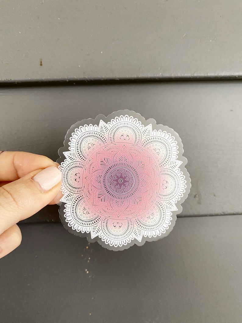 Ombre Pink Floral Mandala Clear Sticker - Etsy