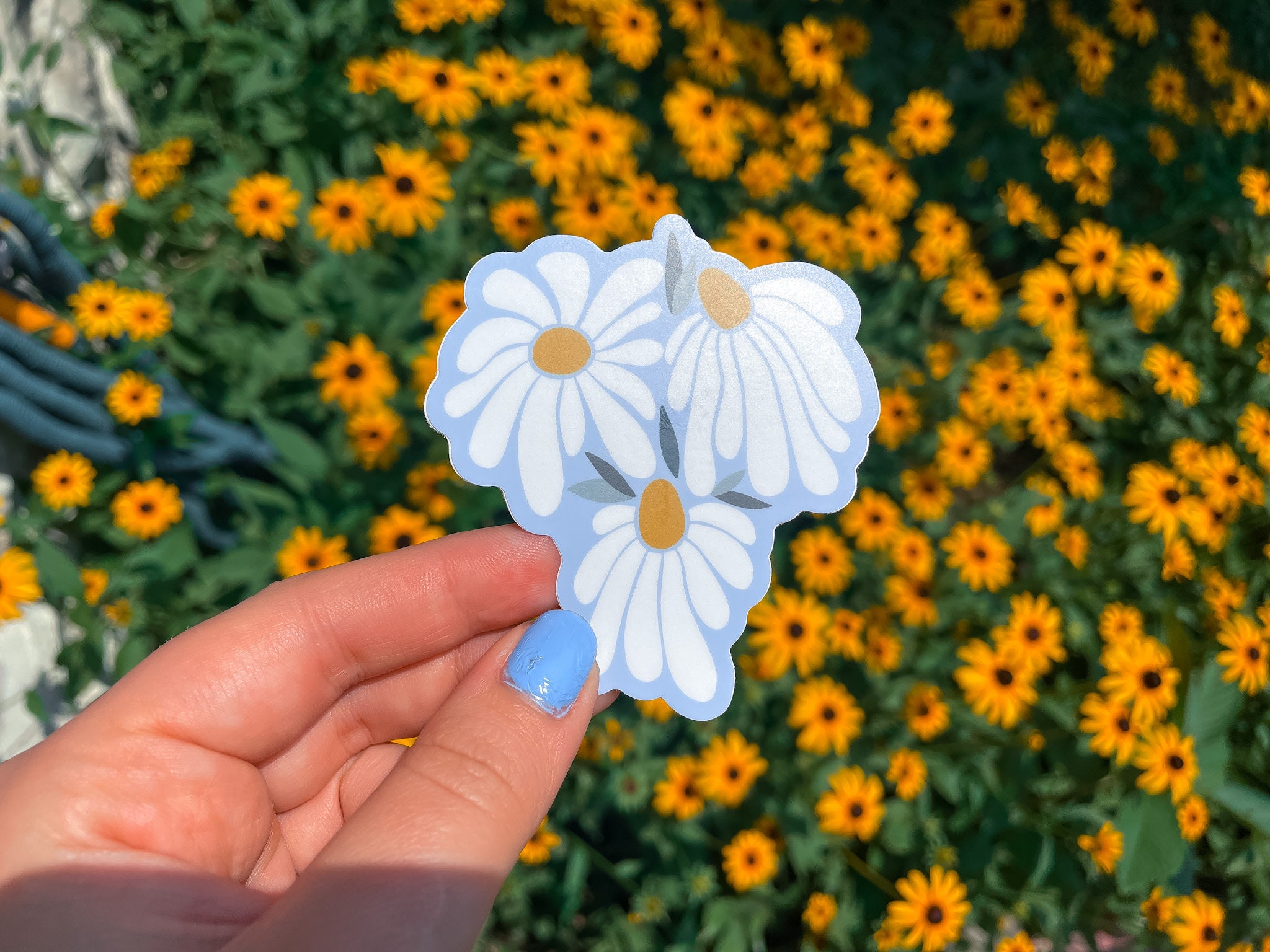Matte Daisy on Periwinkle Vinyl Sticker Waterproof - Etsy