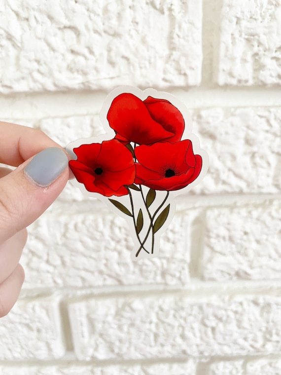 Clear Poppy Flowers Vinyl Sticker Waterproof Realistic | Etsy