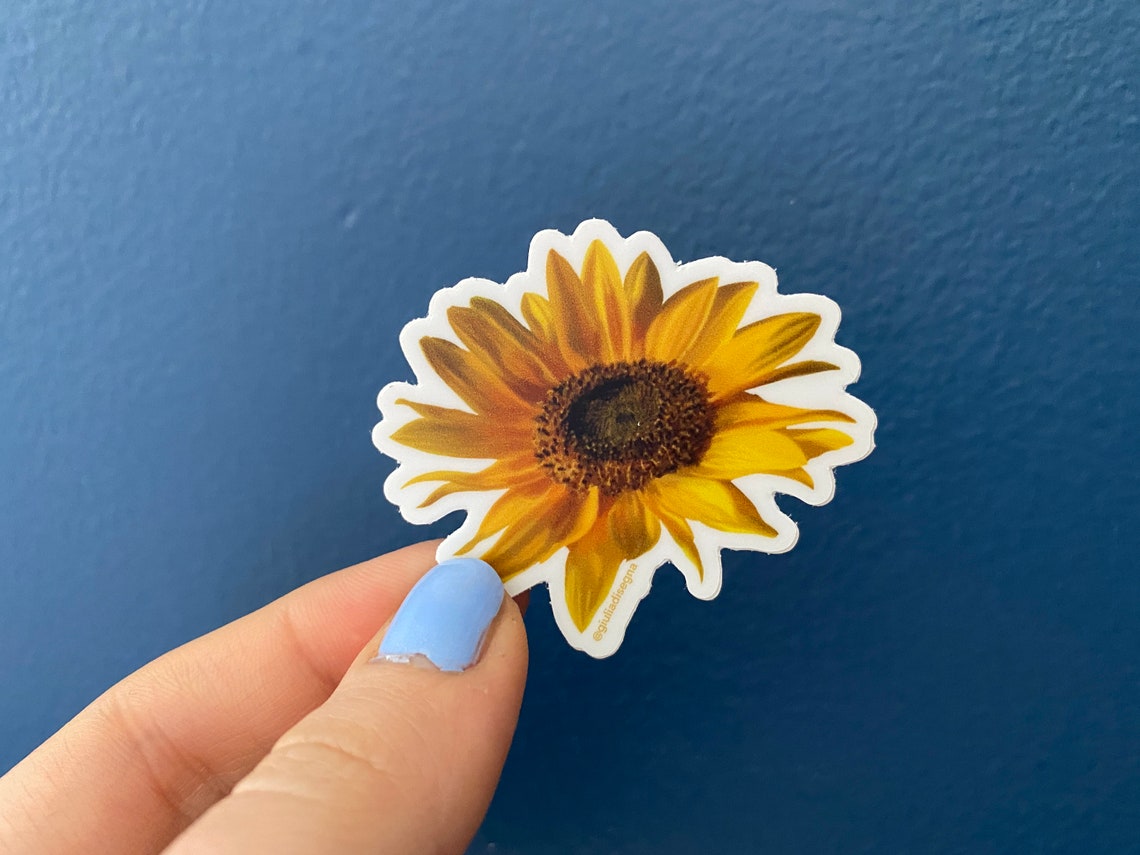 Sunflower Yellow Realistic Waterproof Sticker - Etsy
