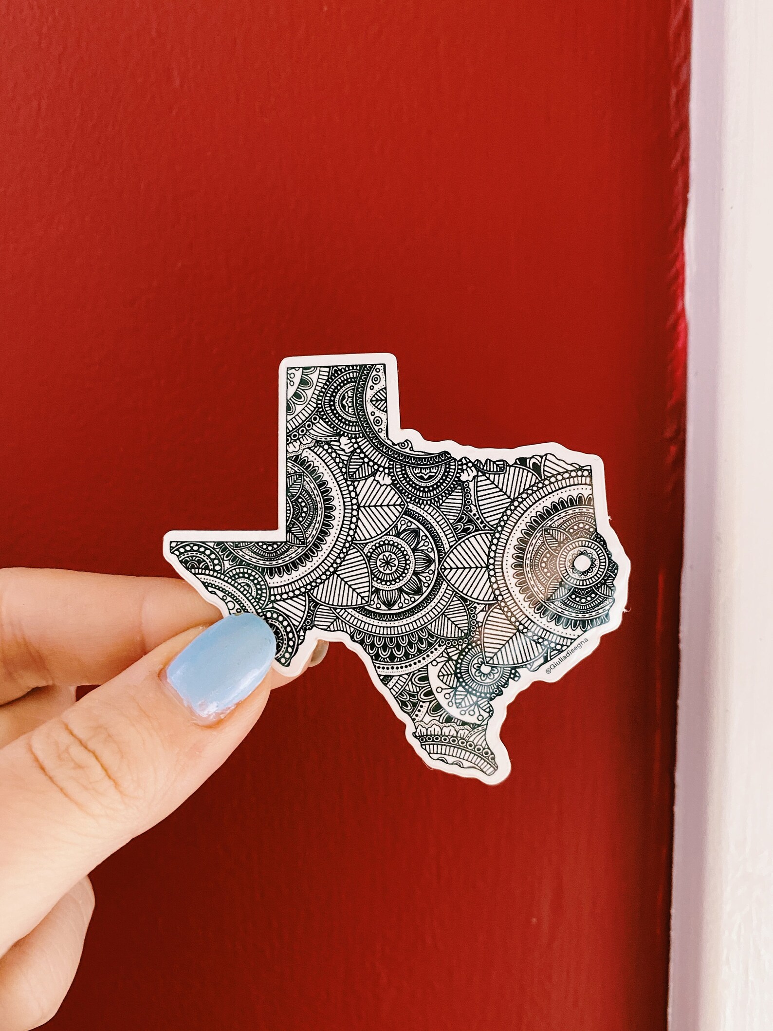 Texas State Shape Mandala Pattern Glossy Waterproof Sticker, VSCO Girl ...