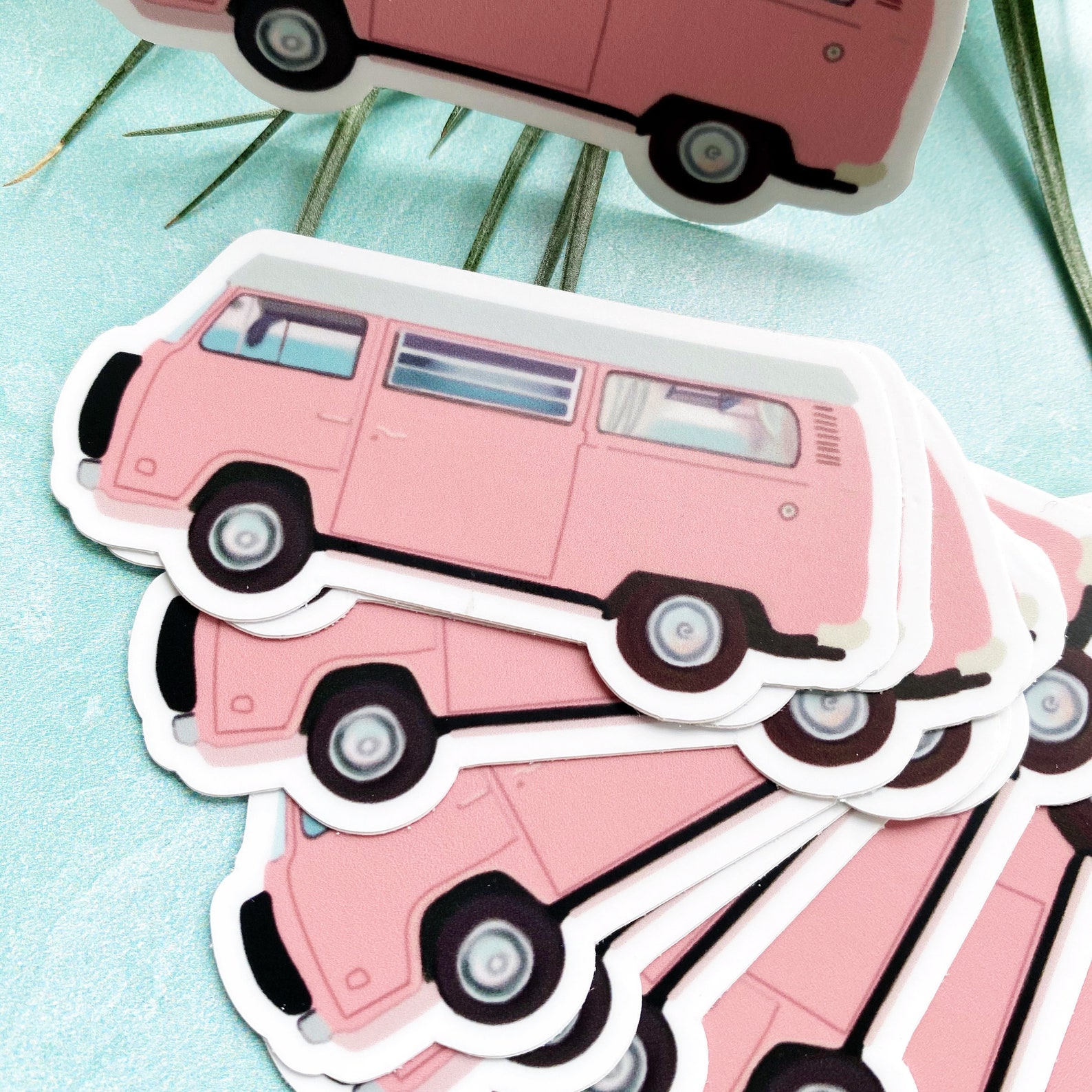 Pink Van Vinyl Sticker White Outline Waterproof | Etsy
