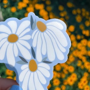 Matte Daisy on Periwinkle Vinyl Sticker Waterproof - Etsy