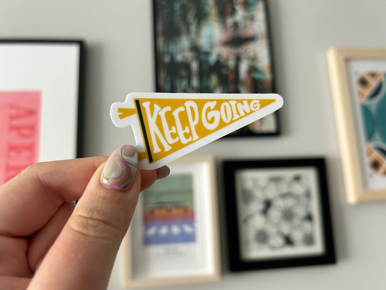 KEEP GOING Yellow Pennant Flag Sticker - Etsy