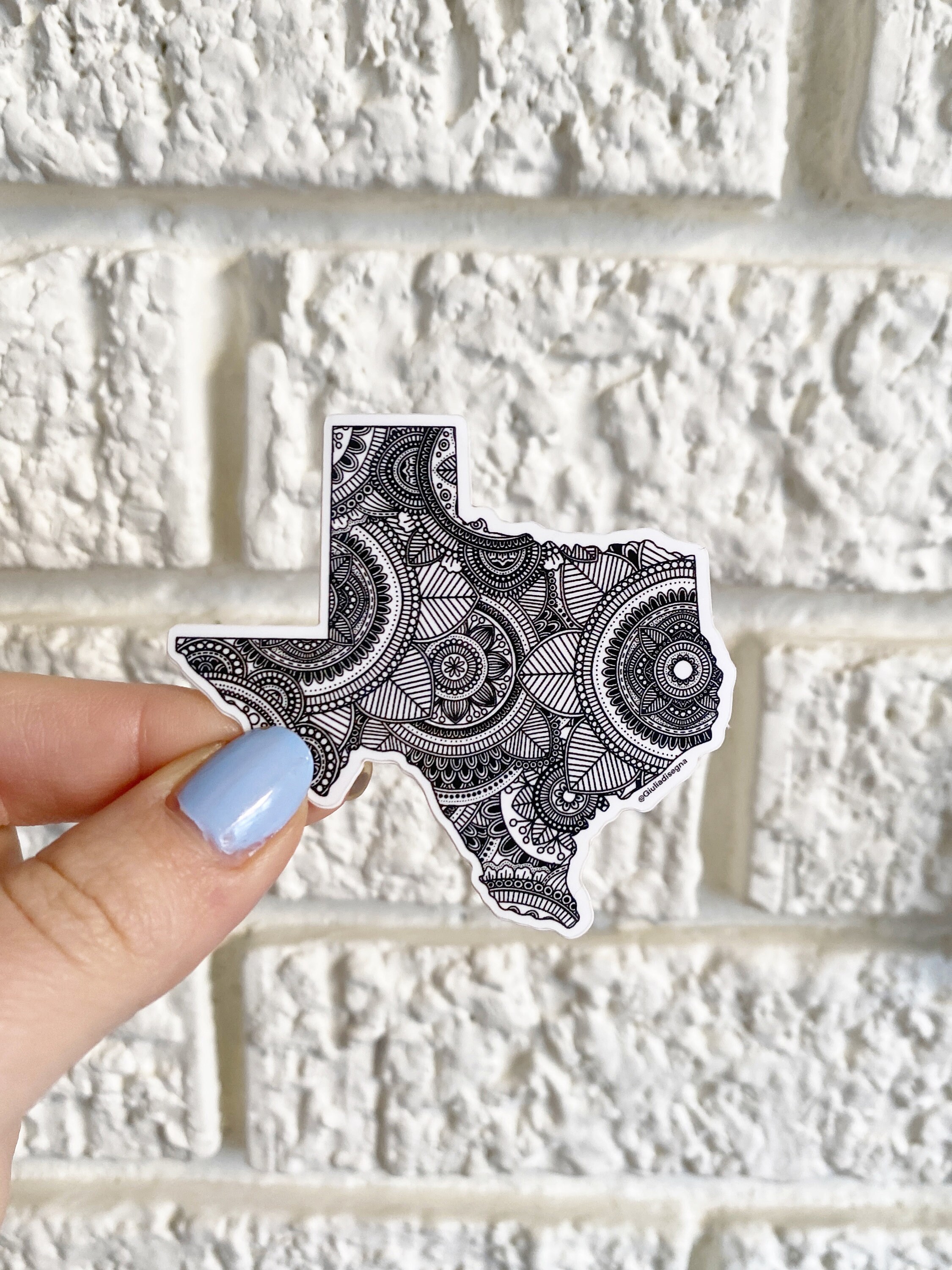 Texas State Shape Mandala Pattern Glossy Waterproof Sticker, VSCO Girl ...