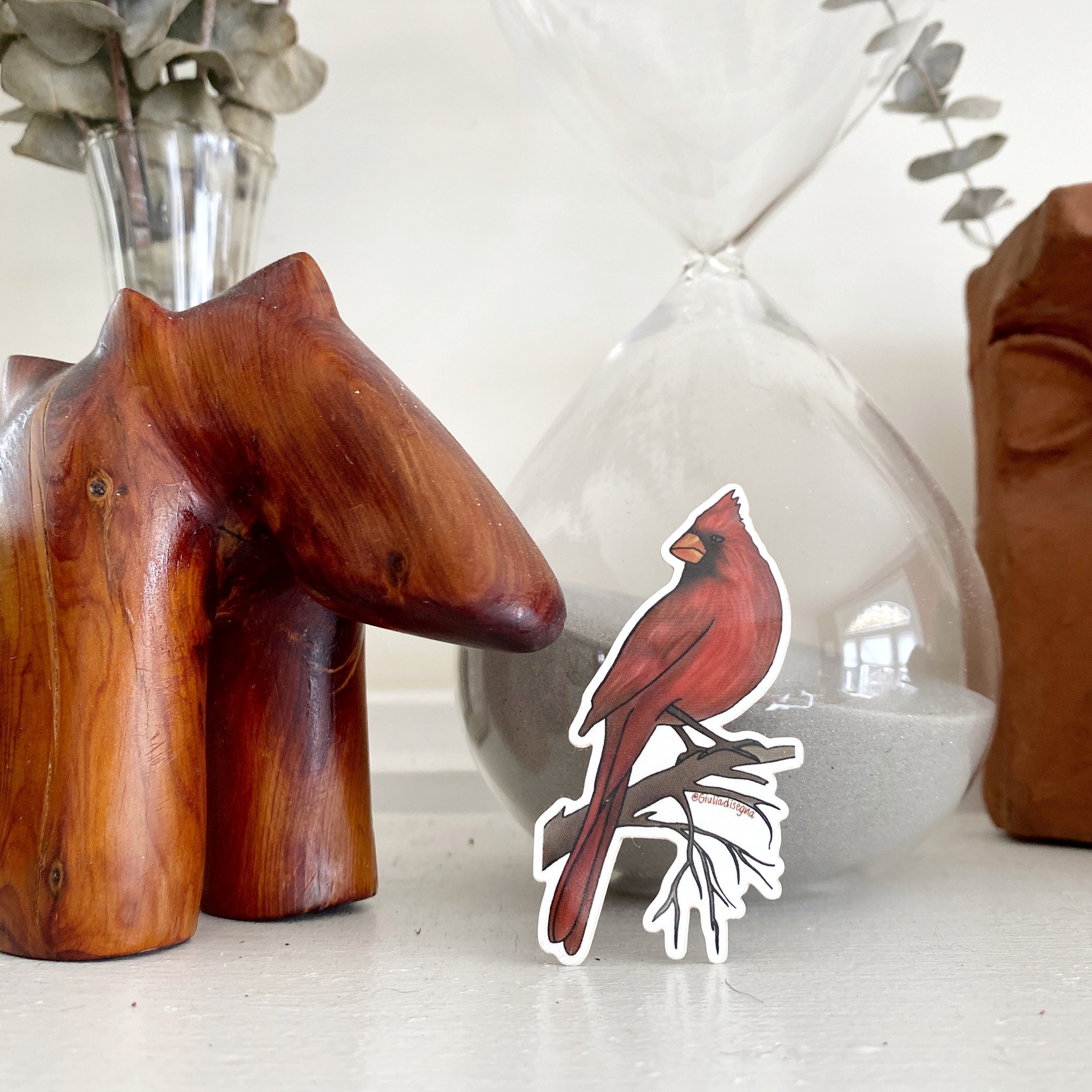 Red Cardinal Bird Glossy Sticker Waterproof Gift | Etsy