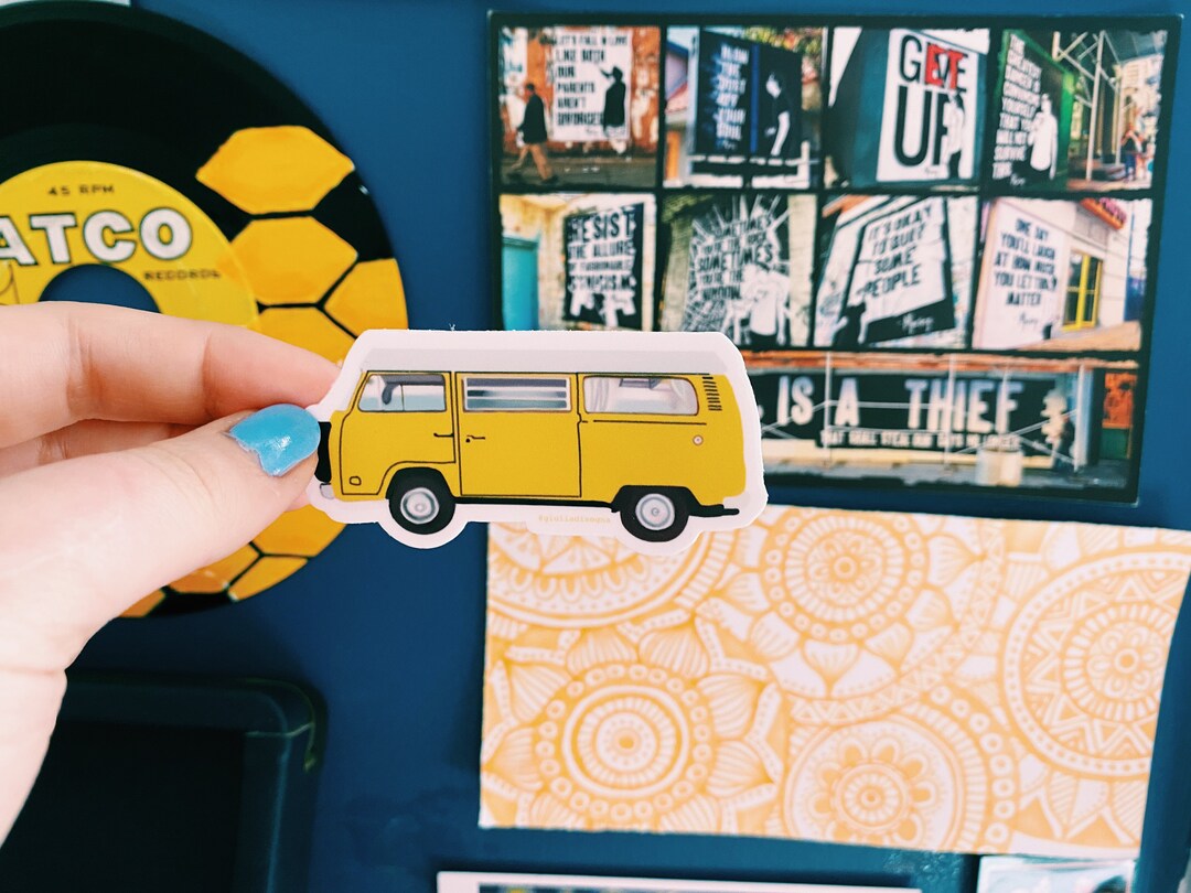 Bright Yellow Van Vinyl Sticker - Etsy