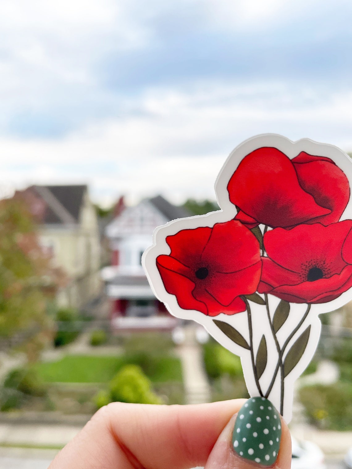 Poppy Flowers Vinyl Sticker Waterproof White Outline | Etsy