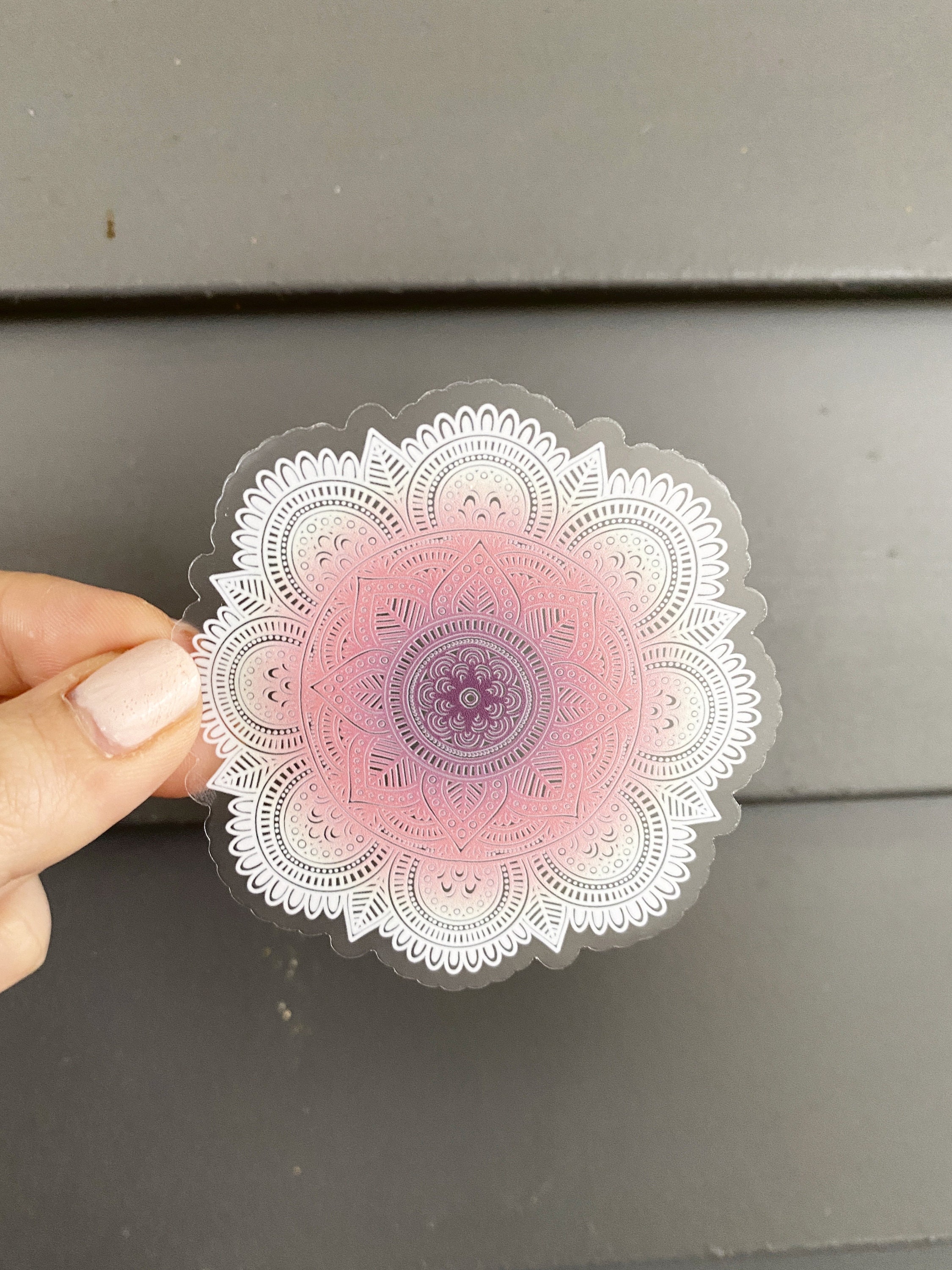 Ombre Pink Floral Mandala Clear Sticker - Etsy