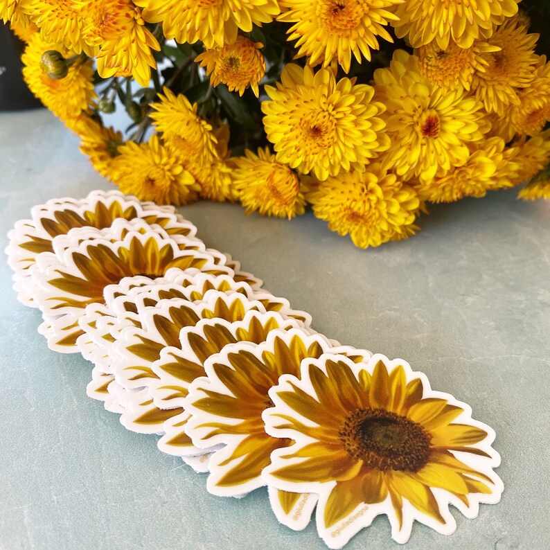 Sunflower Yellow Realistic Waterproof Sticker - Etsy