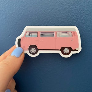 Pink Van Vinyl Sticker White Outline Waterproof - Etsy