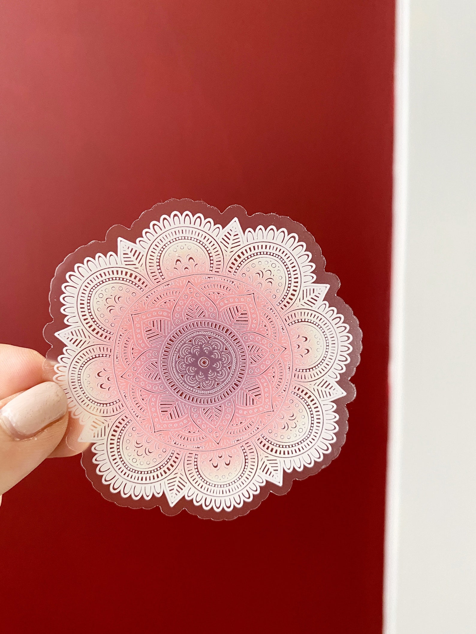 Ombre Pink Floral Mandala Clear Sticker - Etsy