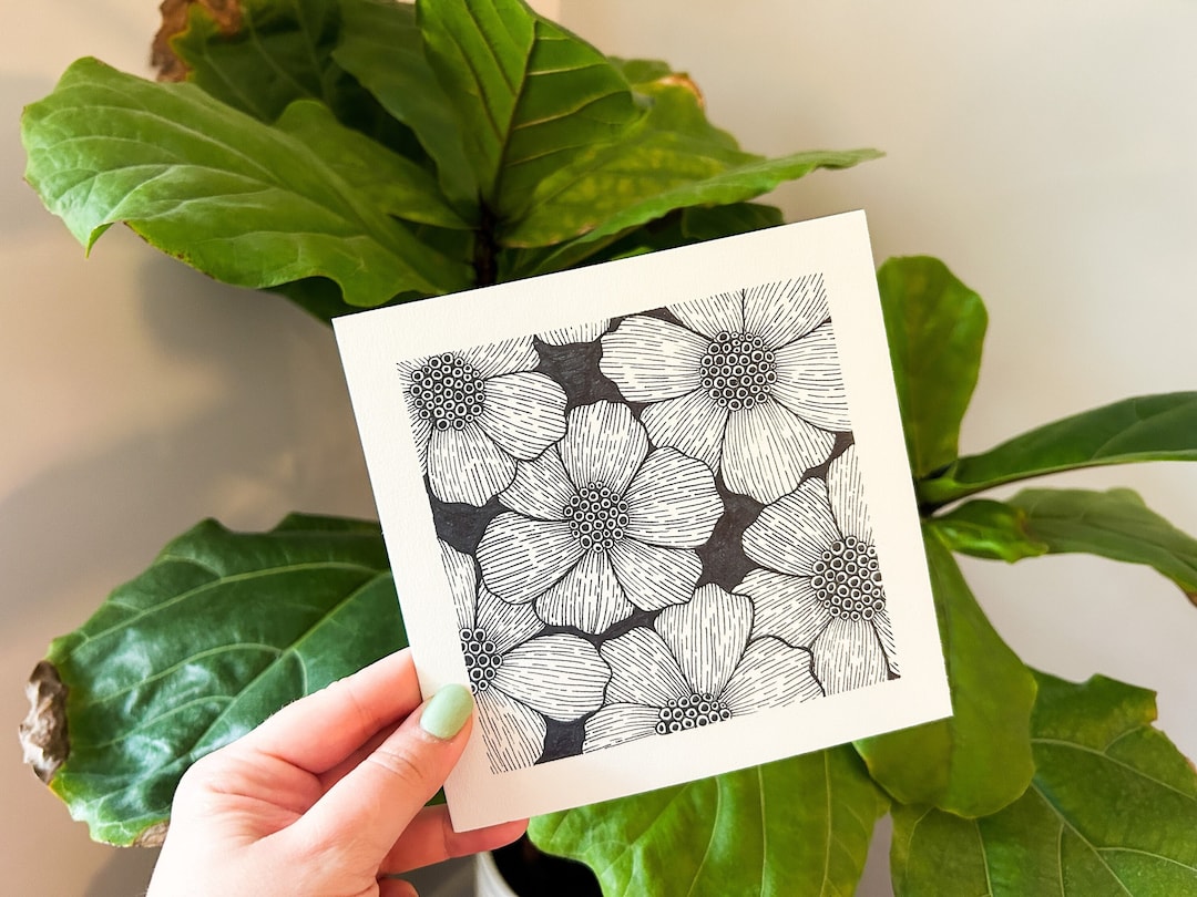 Floral Handdrawn 6x6 ORIGINAL DRAWING - Etsy