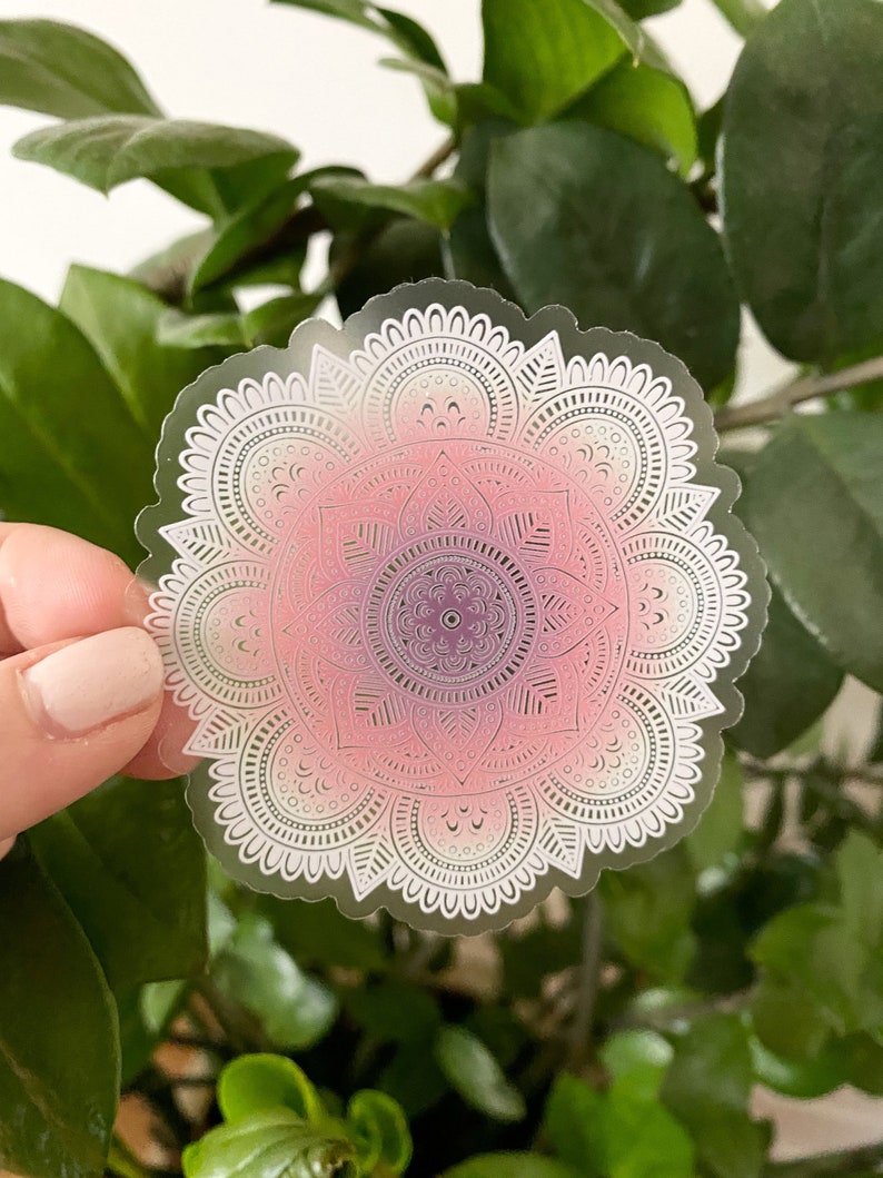 Ombre Pink Floral Mandala Clear Sticker - Etsy
