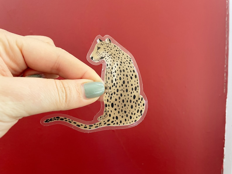 Cheetah Clear Vinyl Waterproof Sticker - Etsy
