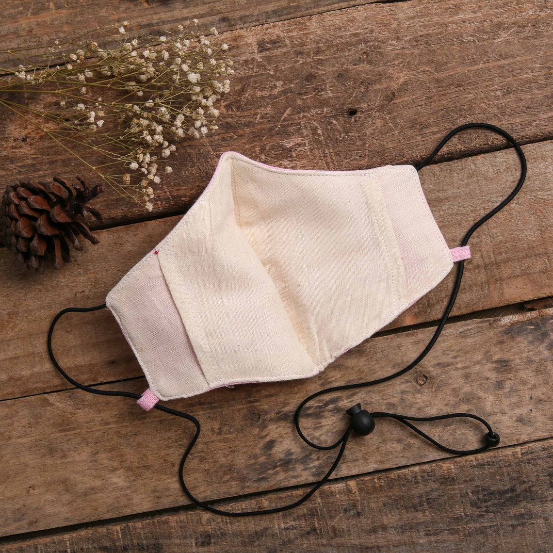 Máscara facial rosa reutilizable 100% algodón bolsillo para | Etsy