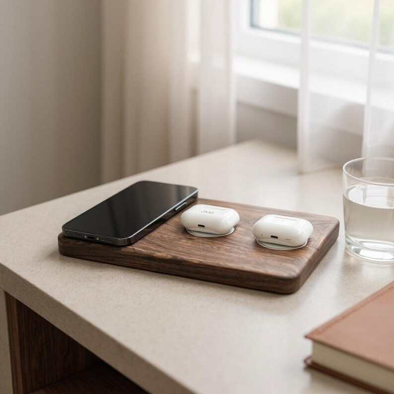 Triple Magsafe Charging Station: Solid Wood iPhone & Android Dock - Etsy