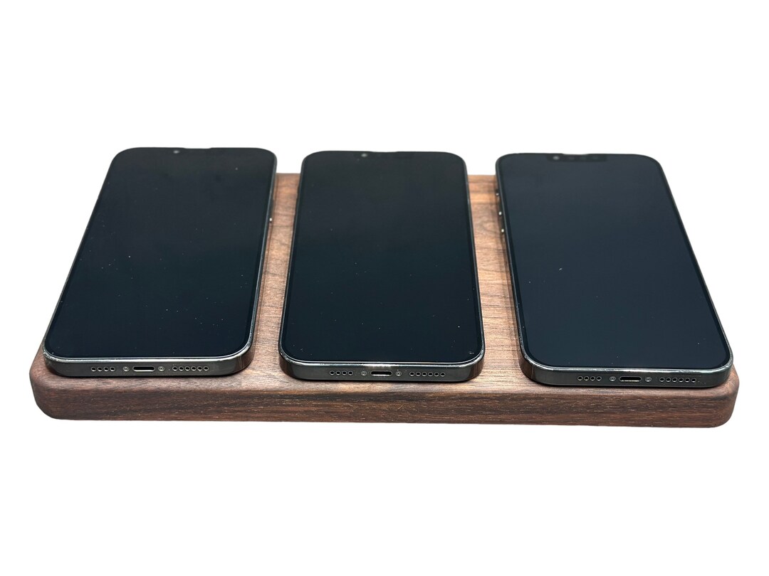 Triple Magsafe Charging Station: Solid Wood iPhone & Android Dock - Etsy