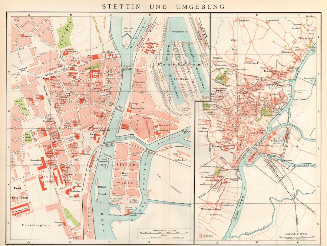 City Map of Stettin (as of 1892) – Digital Download, Vintage Map ...