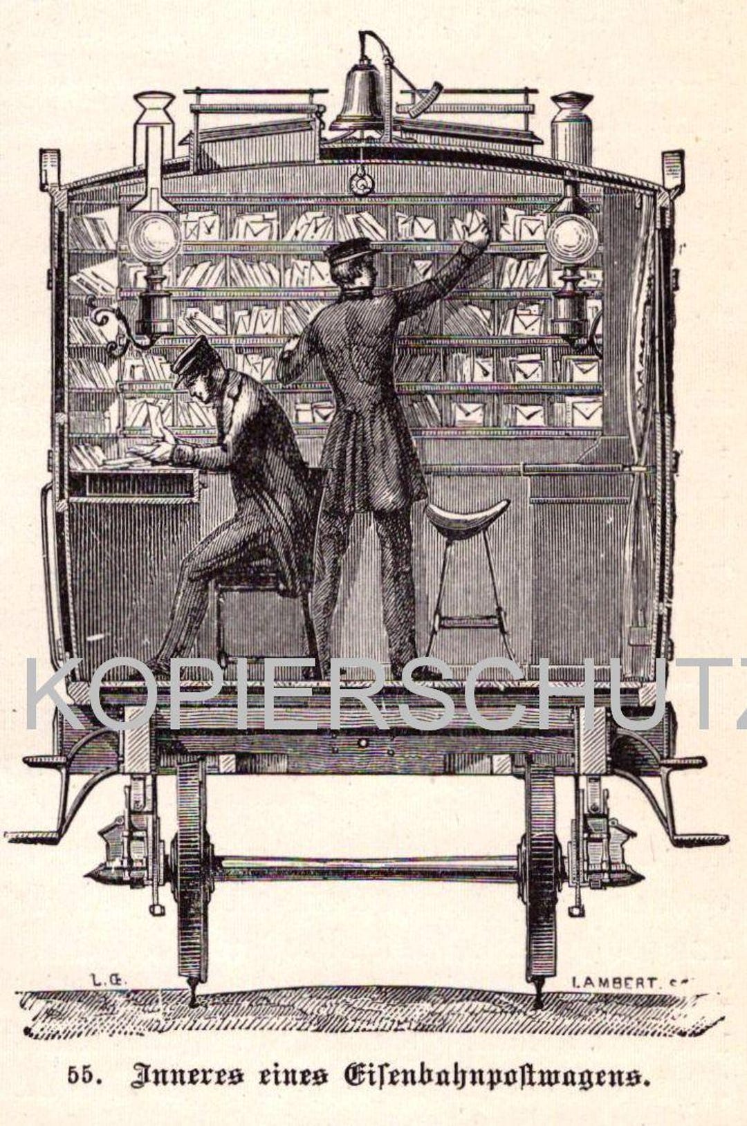 Interior of a Railway Mail Coach (from a Wood Engraving From 1901) - Etsy