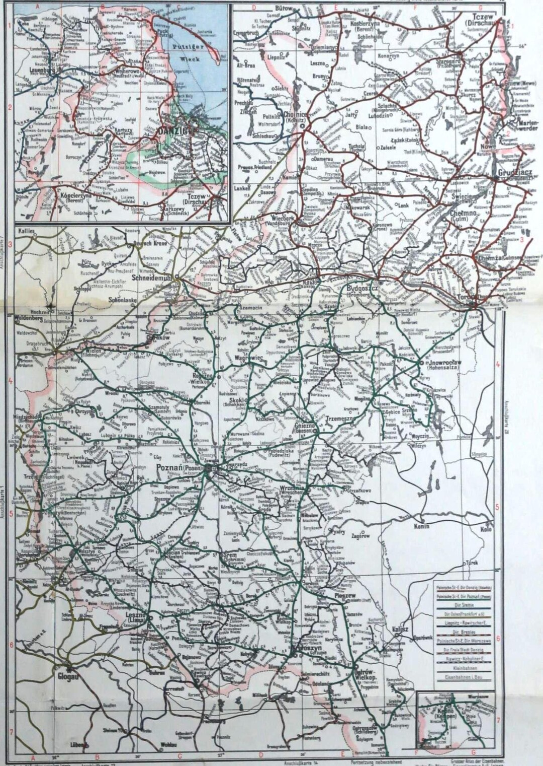 Map of the Railway. Former Prussian Province of Posen and West Prussia ...