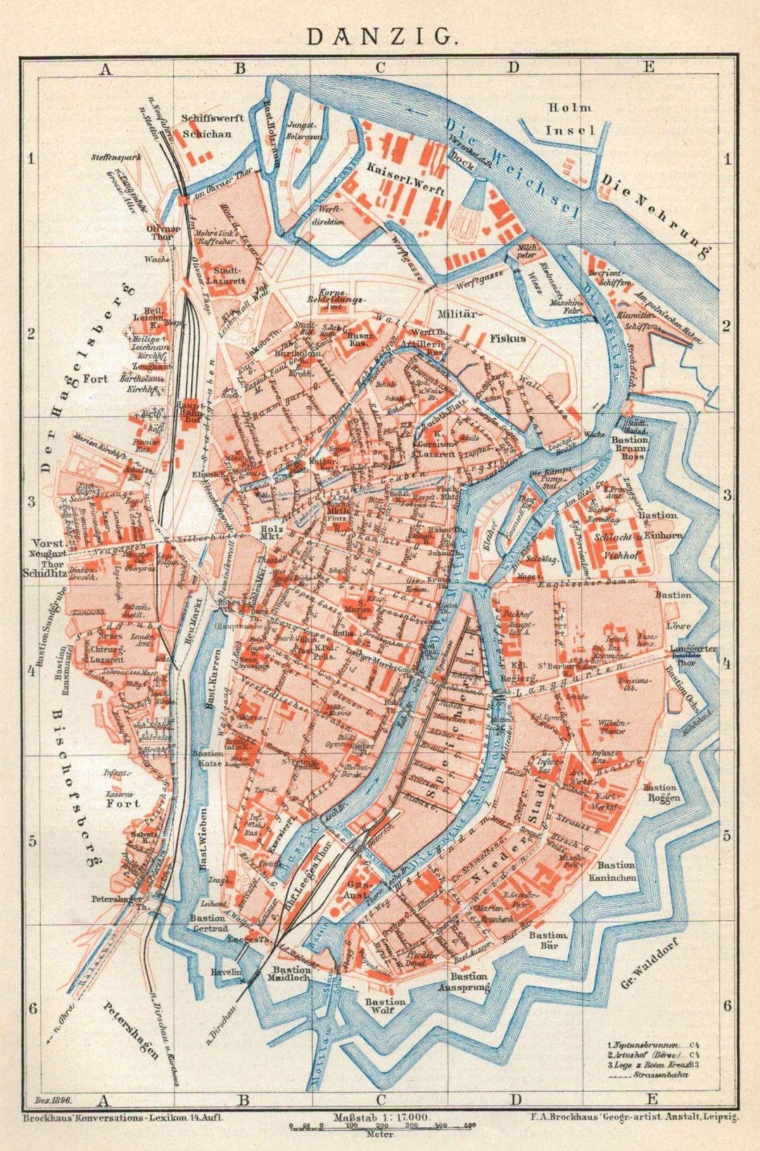 City Map. Danzig. Scale 1:17,000 (1896) – Digital Download, Vintage Map ...