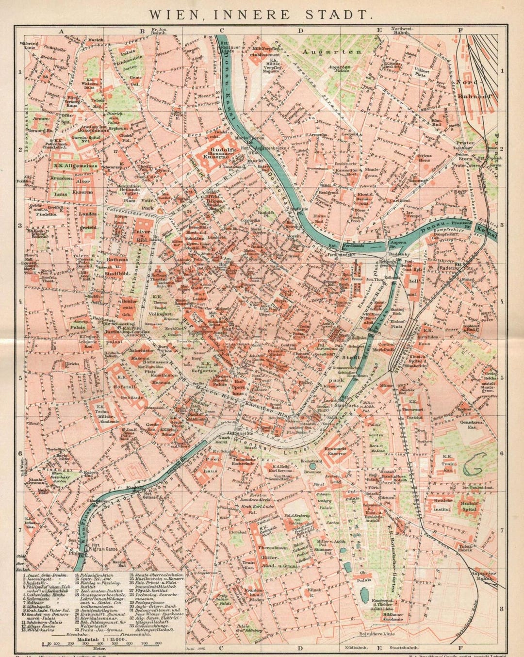 City Map. Vienna, Inner City, (1898) – Digital Download, Vintage Map ...