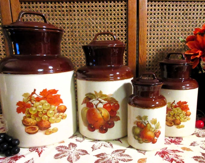 Vintage Mccoy Pottery Canister Set: Autumn Fruit Kitchen Storage - Etsy
