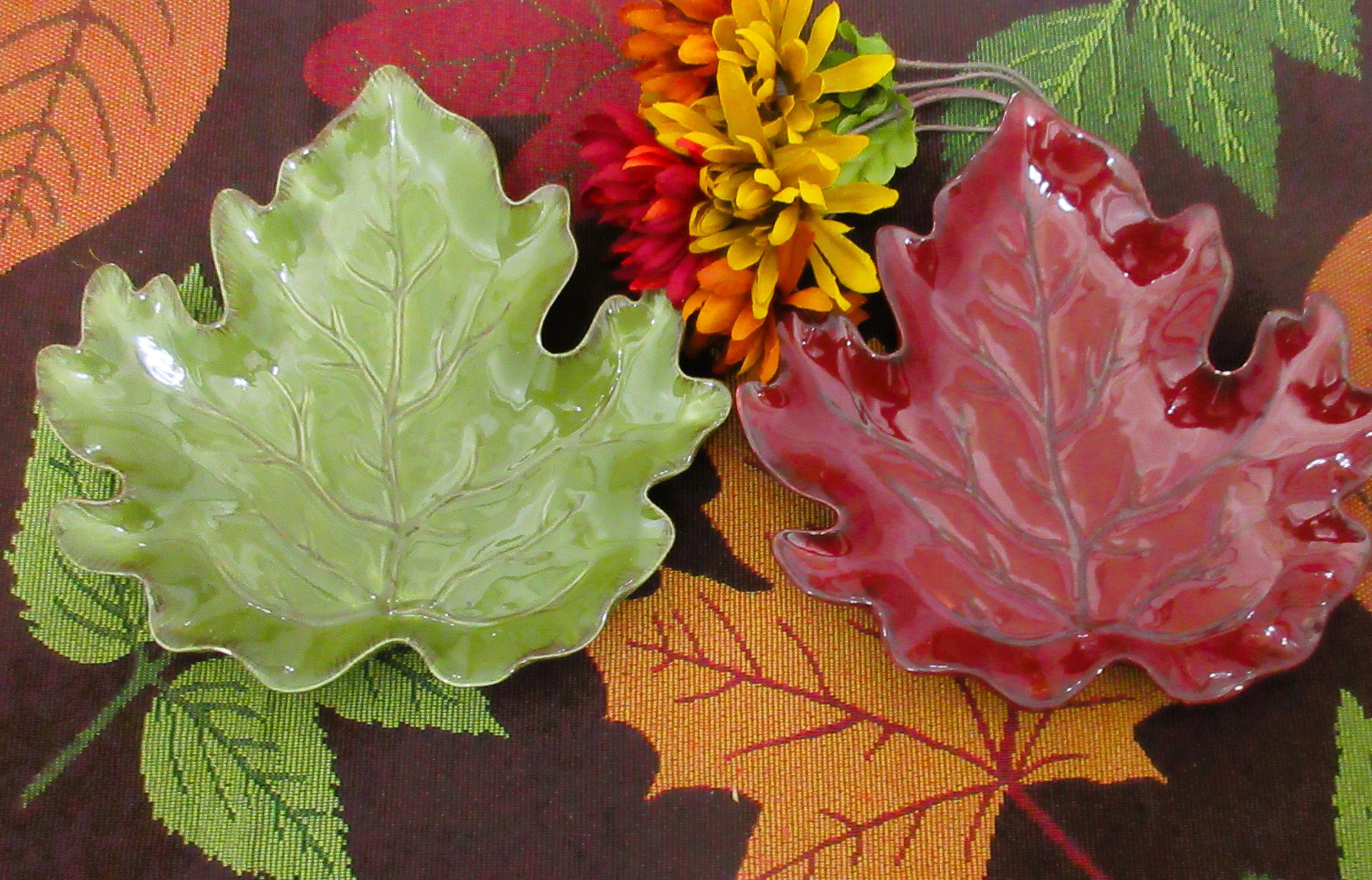 Harry & David Maple Leaf Dishes, Ceramic, Handmade, 9" Set of 2/ - Etsy