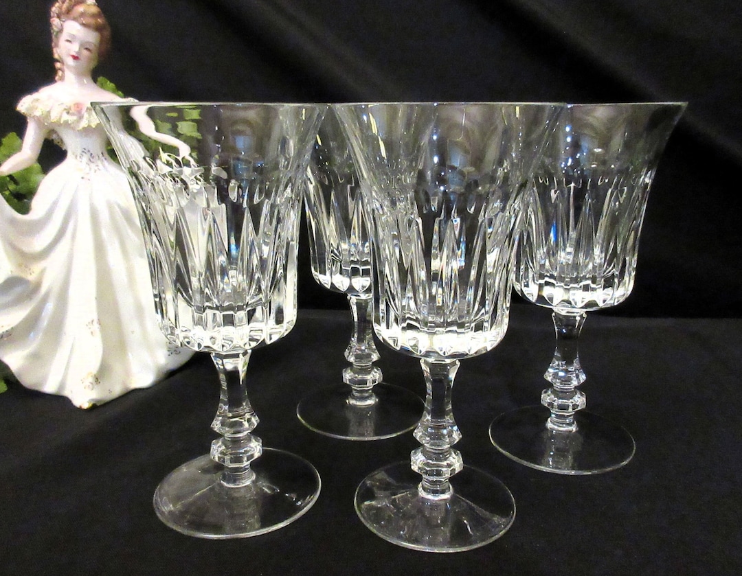 Gorham Crystal Wine Glasses, Set of 4: Ribbed Prism Stem, 7" - Etsy