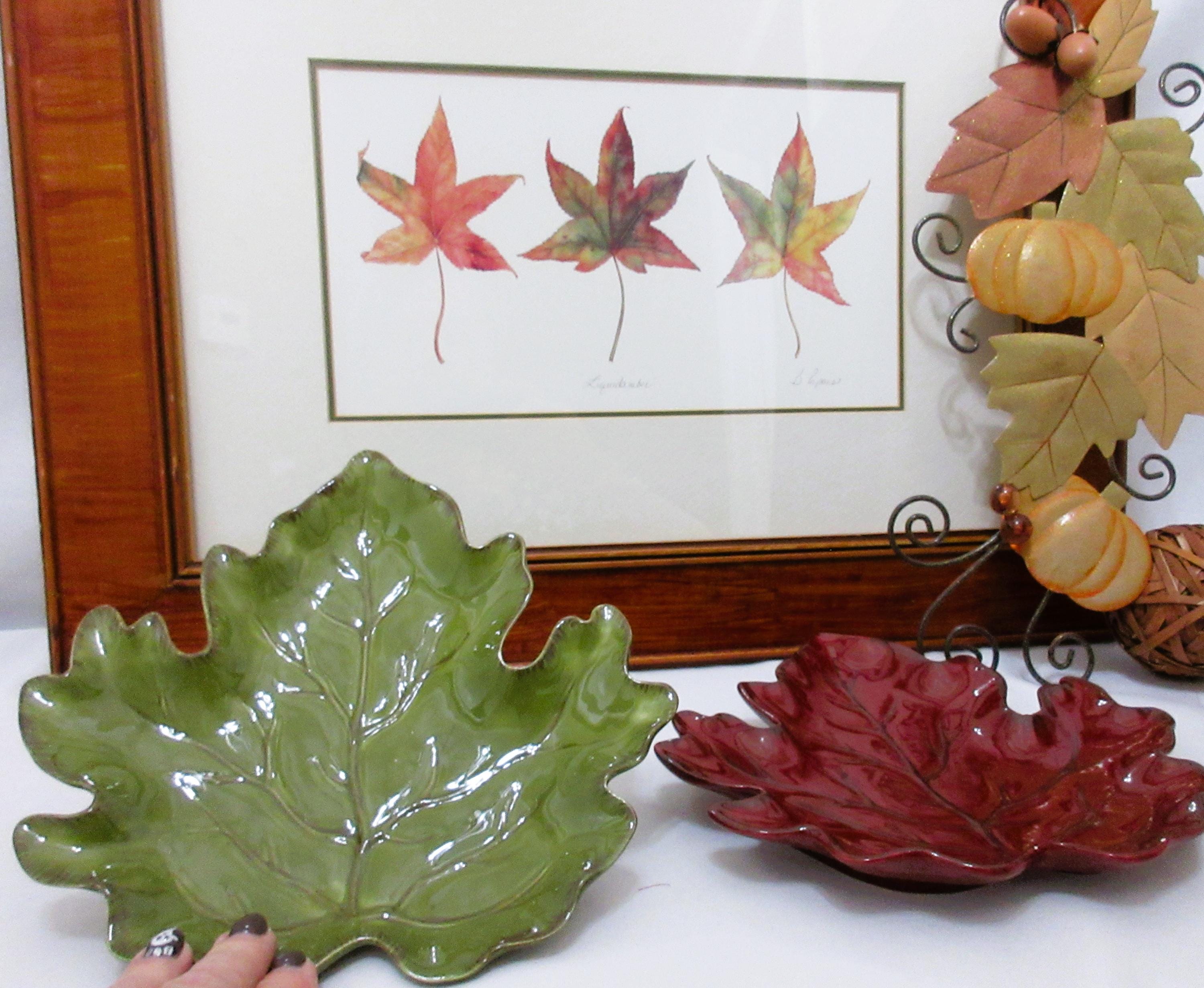 Harry & David Maple Leaf Dishes, Ceramic, Handmade, 9" Set of 2/ - Etsy