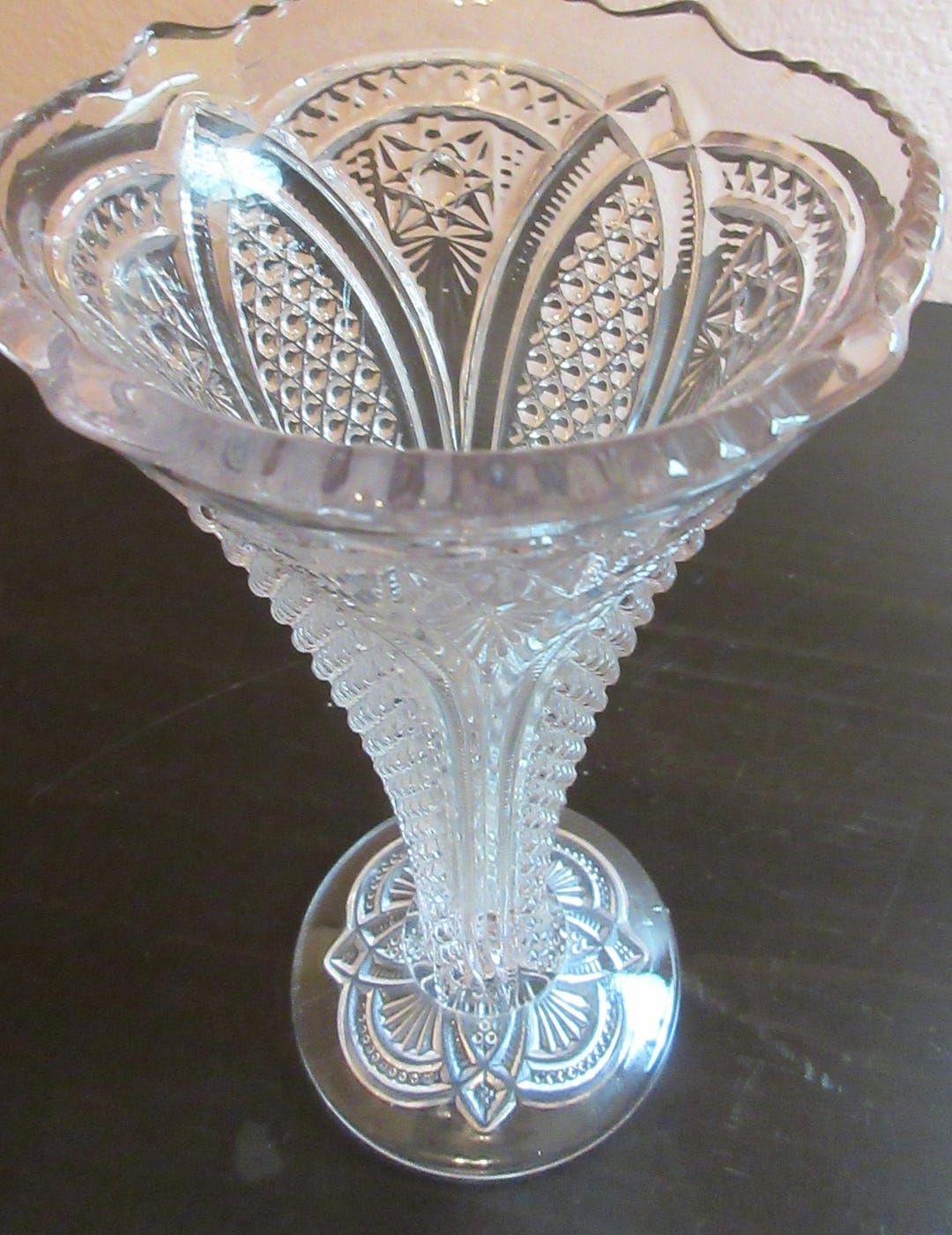 ELEGANT VASE, 9 1/4 , ABP, Imperial Glass, Fluted, Pressed , Arches ...