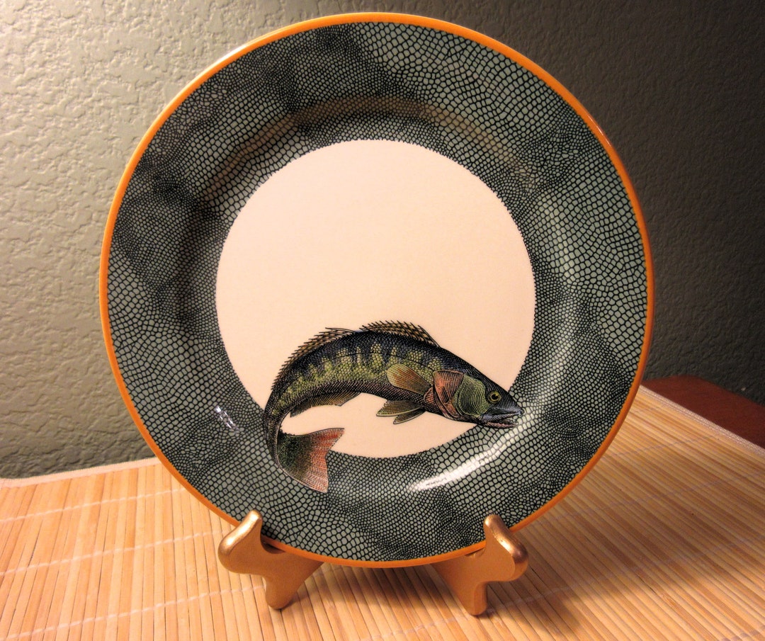 FISH PLATE, 9 Williams Sonoma, English Angler, bass, Dining, Stoneware ...