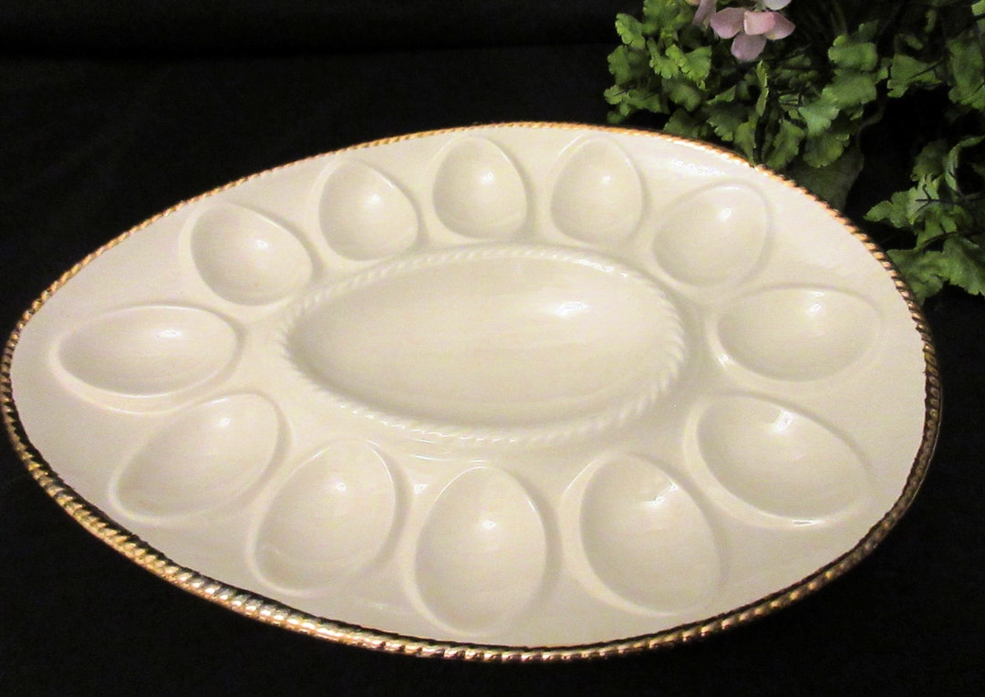 DEVILED EGG PLATTER, 14 1/4", Atlantic Mold Co, Ceramic, White, 18K ...