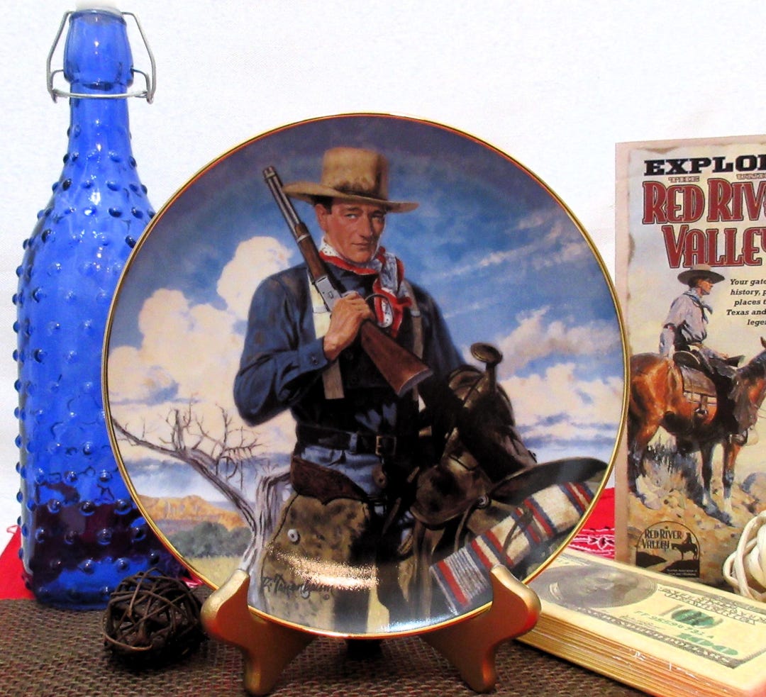 John Wayne Collectible Plate: Franklin Mint Heirloom, 24K Gold - Etsy