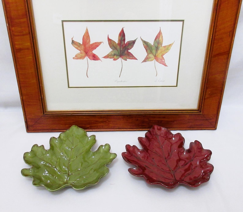 Harry & David Maple Leaf Dishes, Ceramic, Handmade, 9" Set of 2/ - Etsy