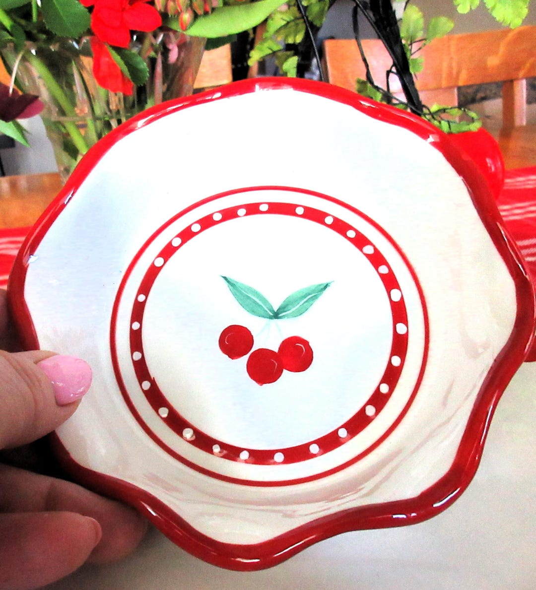 PETITE CHERRY DISH, 5 1/2", Ceramic, Crate & Barrel, White, Red ...