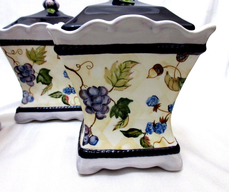 Grape & Berry Canister Set: Capriware Victorian Kitchen Decor, Set of 3 ...
