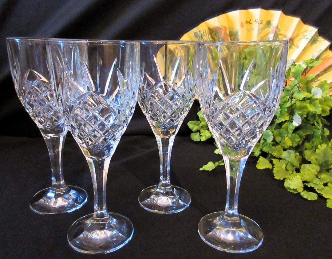 GODINGER CRYSTAL GOBLETS, 4, Elegant, Wine/water, 8", Diamond Point ...