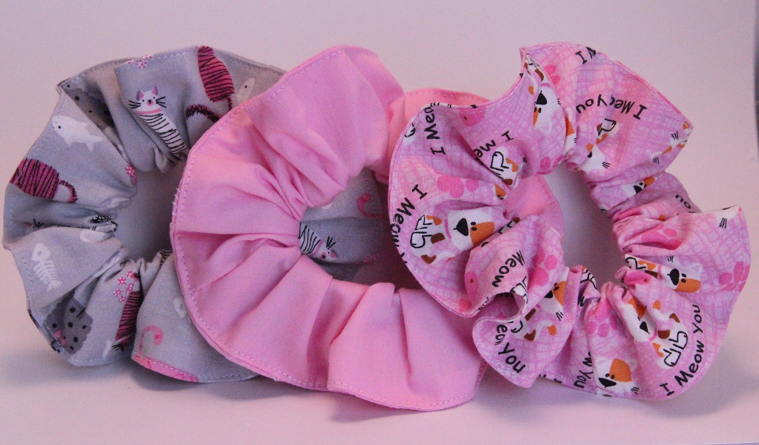 Handmade Cat Print Hair Scrunchies cute Pattern, Cotton, Hair ...