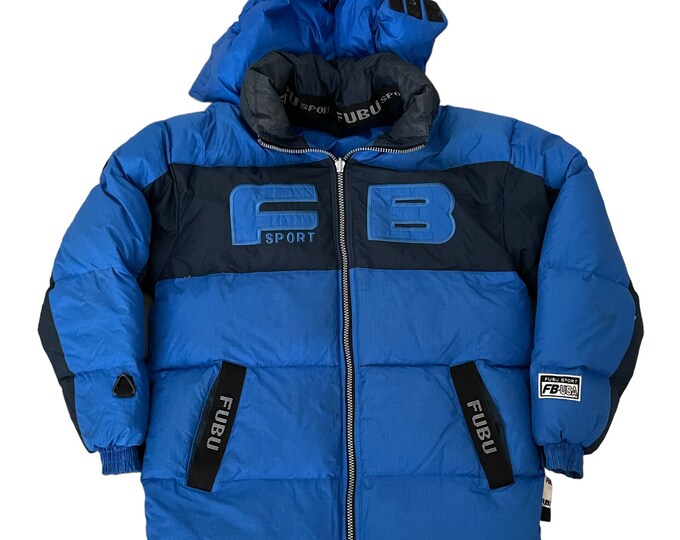 VINTAGE Ultra Rare Fubu Puffer Winter Jacket Hip Hop Rap Fullzip Blue ...